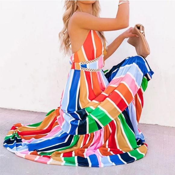 Flying Tomato | Dresses | Gorgeous Rainbow Maxi Dress | Poshmark